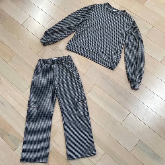 Zara | Matching Sets | Zara Girls Houndstooth Soft Stretch Puff Sleeve ...